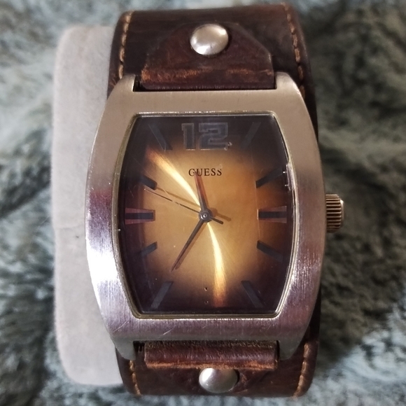 Guess | Accessories | Vintage Guess Tank Watch Thick Leather Band ...